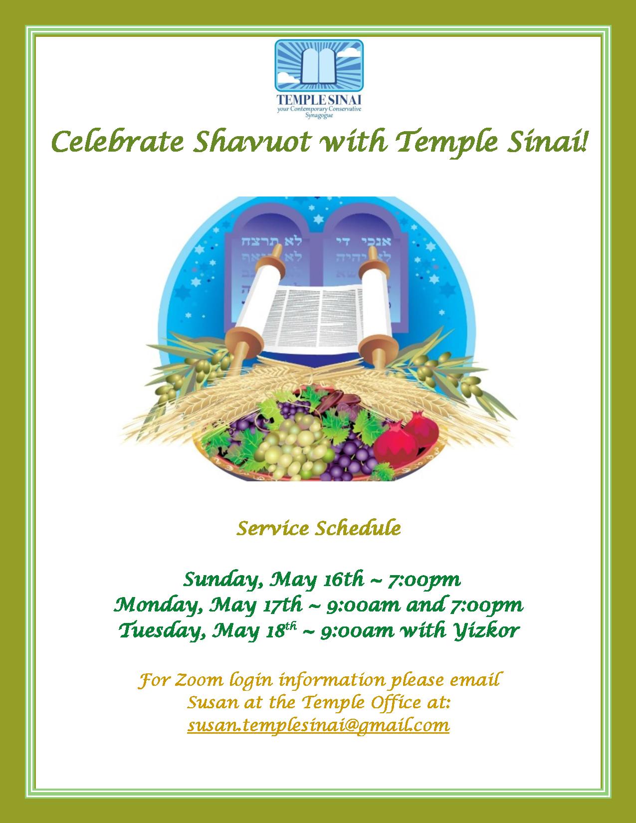 Celebrate Shavuot with Temple Sinai – Temple Sinai